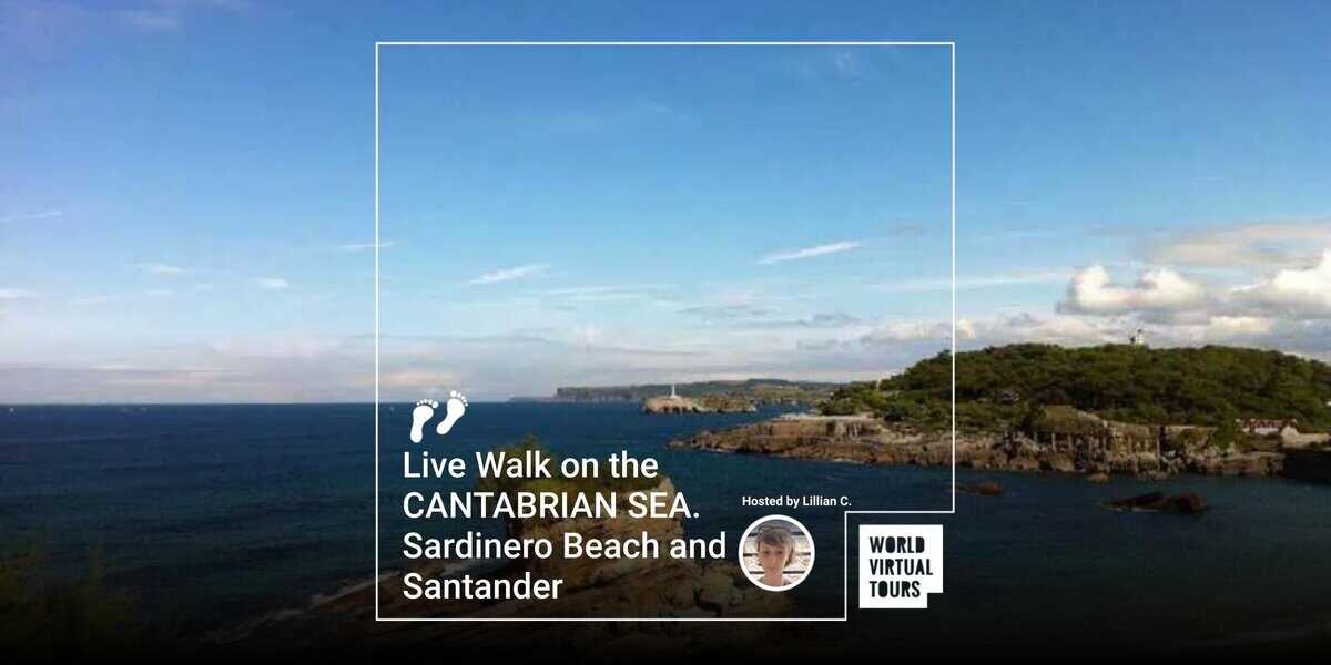Live Walk on the CANTABRIAN SEA. Sardinero Beach and Santander - World ...